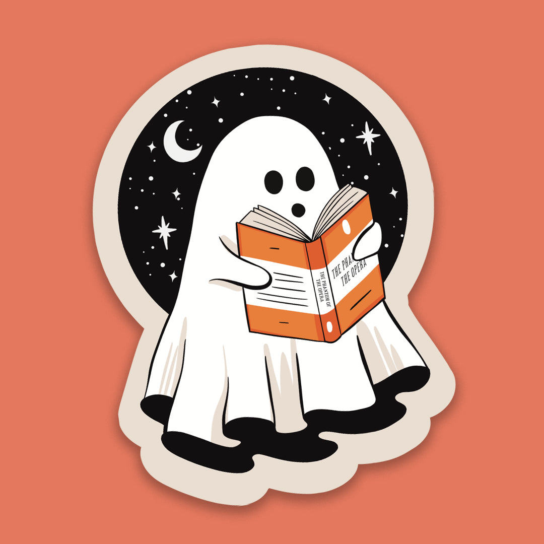 Ghost Reader - Halloween Premium Die Cut Sticker | Bookishly