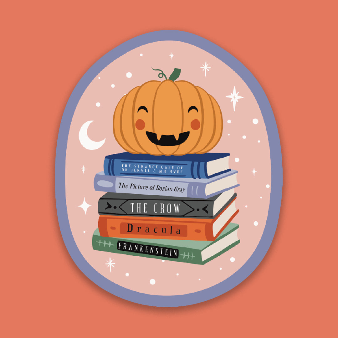 Pumpkin and Books - Halloween Premium Die Cut Sticker — Bookishly